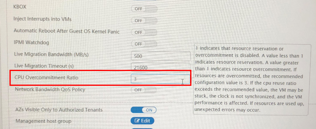How To Increase Physical Cpu To Vcpu Utilization Ratio Huawei